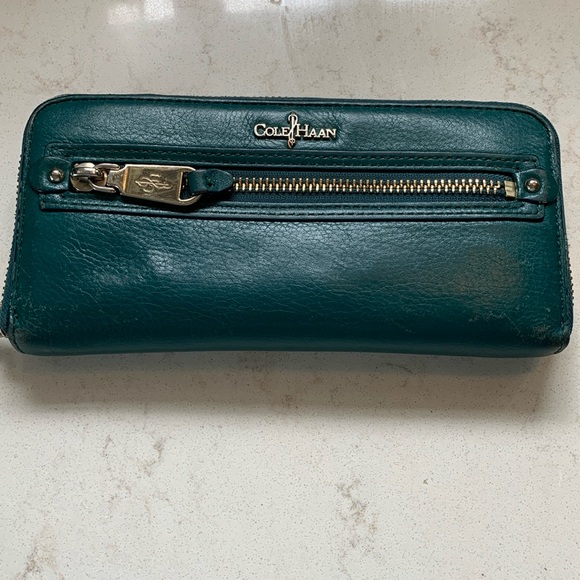 Cole Haan | Bags | Cole Haan Teal Leather Wallet | Poshmark